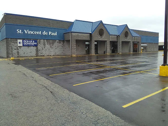 Those distinctive entryways frame a building that's become a community cornerstone for charitable giving and smart shopping.