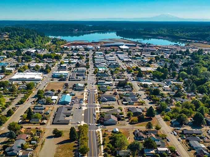 From above, this waterfront town spreads out like a patchwork quilt of affordable living and natural beauty.