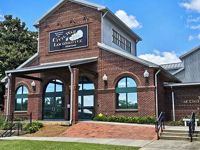 Classic brick architecture houses the story of America's wildest train heist that still captivates visitors today.