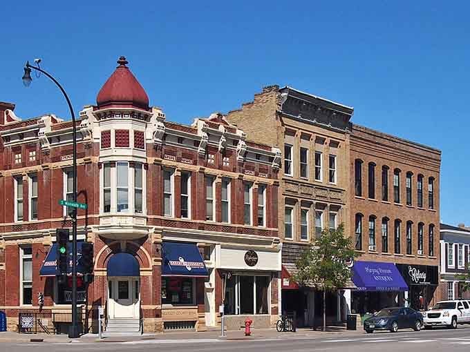 That red-topped turret catches your eye like a lighthouse guiding you to small-town charm and good times.