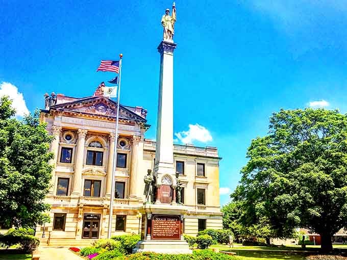 This courthouse stands like a golden beacon of civic pride, reminding us when buildings were built to inspire.