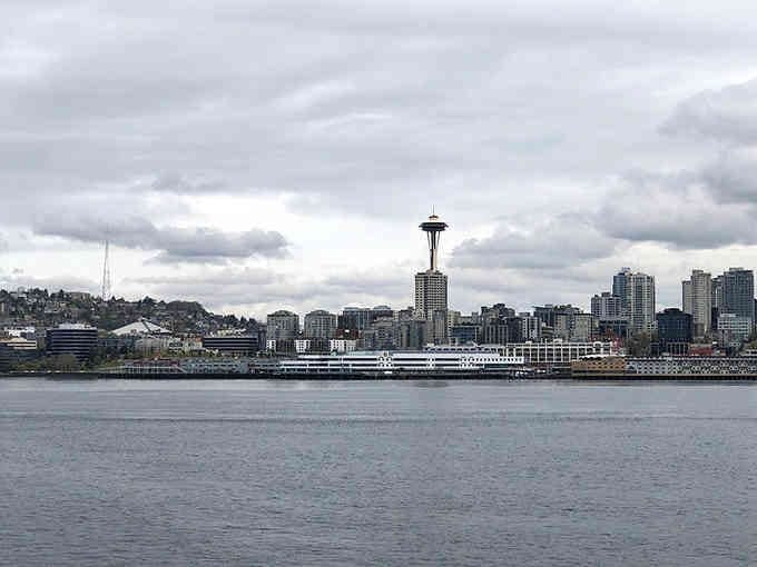 That Space Needle view across the water never gets old, especially when you're arriving by ferry with the breeze.
