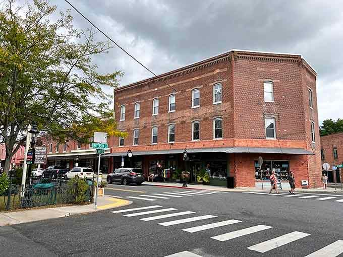 That corner brick building anchors the downtown with old-world elegance that modern construction just can't replicate.