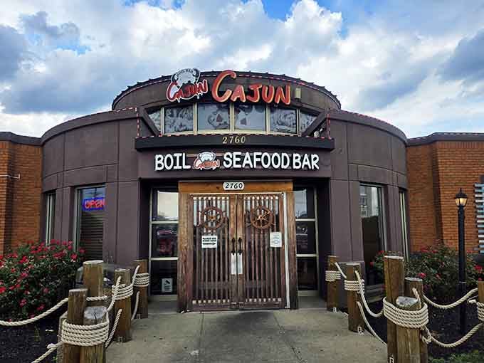 Dramatic clouds overhead add theater to this seafood sanctuary where Louisiana spices meet Ohio hospitality perfectly.