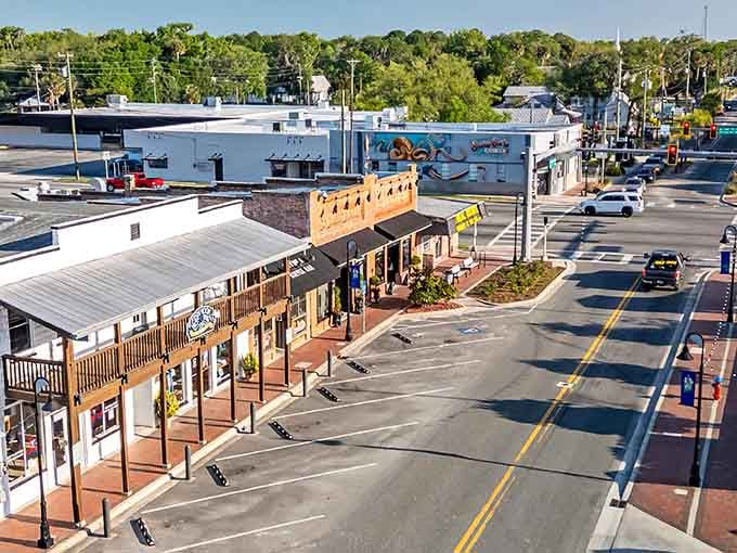 The bird's-eye view reveals a revitalized downtown where old meets new, and both shake hands like old friends.