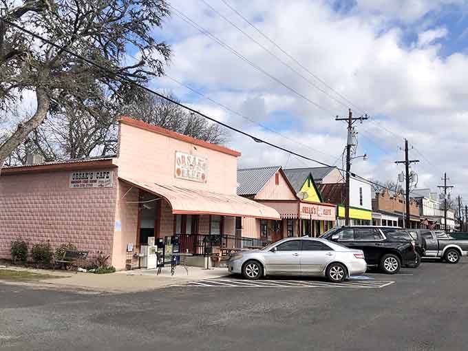Colorful storefronts line up like a rainbow of delicious possibilities waiting to be explored today.