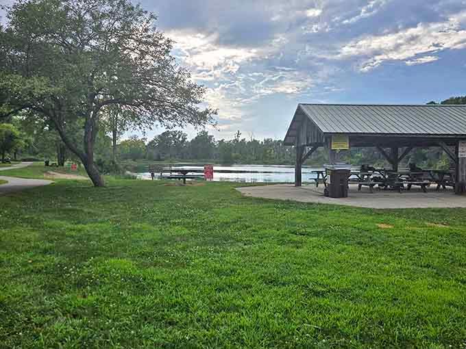 That covered shelter by the water means your family reunion won't get rained out, just more memorable.