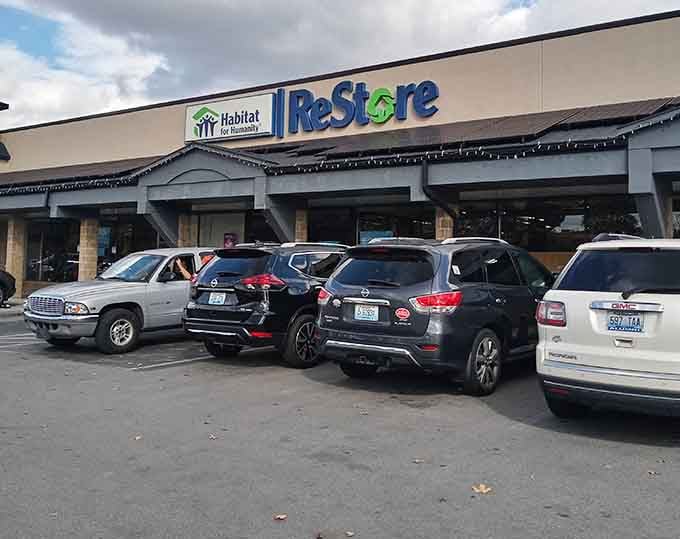 That busy lot and welcoming entrance prove bargain hunters recognize quality when they see it, even from the road.