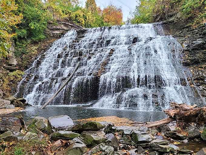 The gorge walls create a natural amphitheater where water performs its ancient symphony on stone.