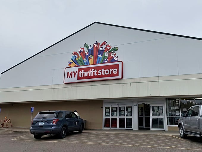 The warehouse-style exterior hints at the massive selection of secondhand treasures sprawling inside this bargain hunter's playground.