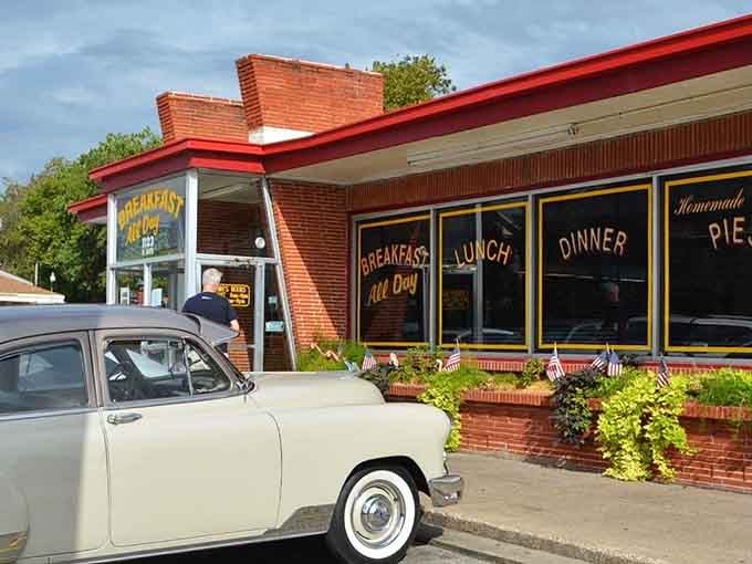 The vintage car parked outside isn't just for show&mdash;it perfectly matches the timeless comfort food served inside daily.