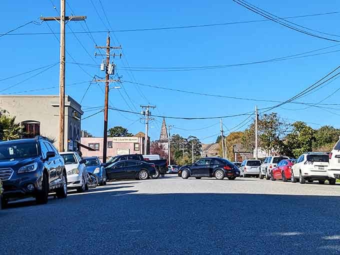 Rolling hills frame this intersection where parking is plentiful and stress levels drop the moment you arrive.