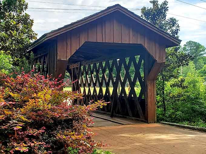 The diamond lattice sides frame the landscape perfectly, turning an ordinary walk into a scenic adventure.