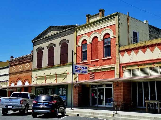 These colorful storefronts stand shoulder to shoulder, each one a testament to small-town pride and Czech-German heritage done right.