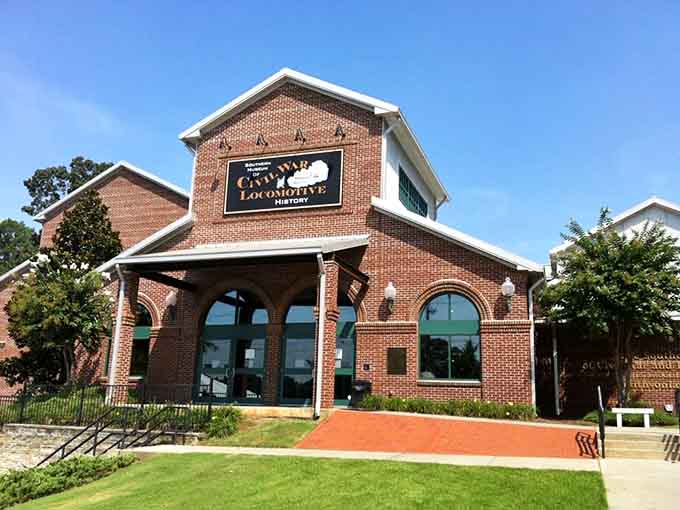 Sunlight dances across this handsome entrance where Civil War railroad history comes alive through fascinating exhibits.
