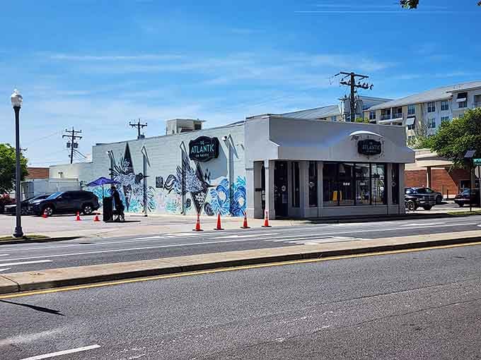 That striking mural artwork tells you this modern spot takes its seafood seriously while keeping things refreshingly creative.