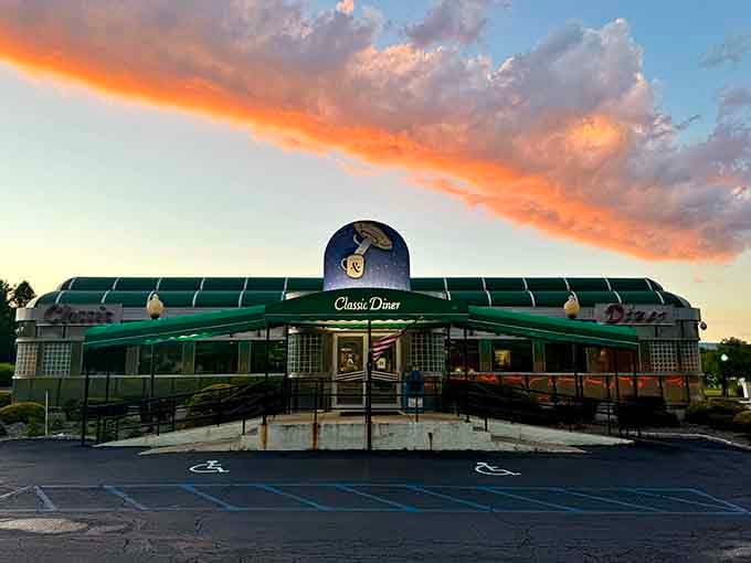 Golden hour paints this retro beauty in dreamy colors, making the whole scene look like a Norman Rockwell painting with better food.