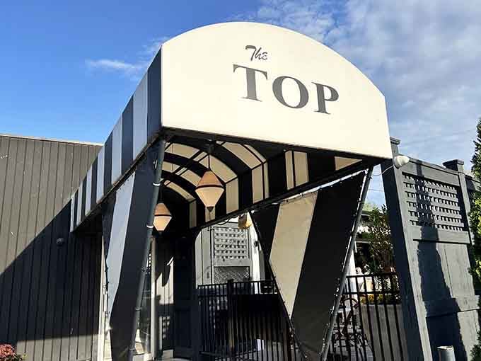 Modern geometry meets classic steakhouse soul beneath this distinctive canopy that's welcomed hungry guests for generations.