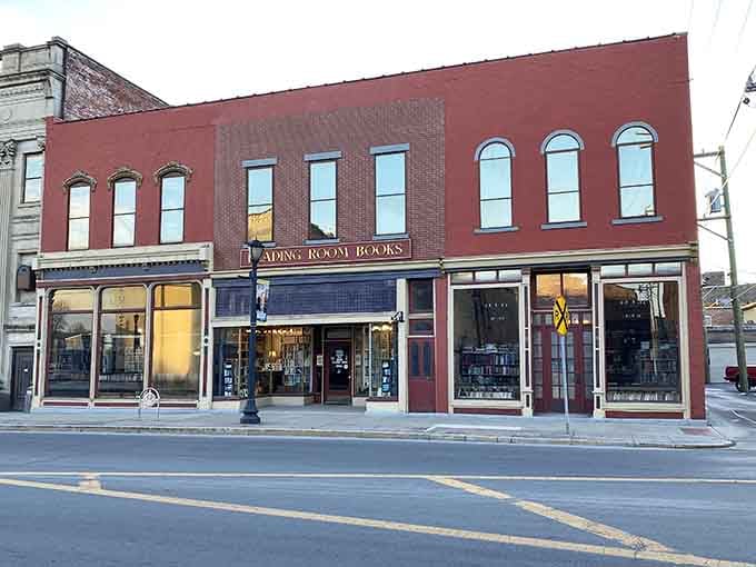 The Reading Room Books storefront glows with warmth, inviting you to lose yourself in pages and possibilities.