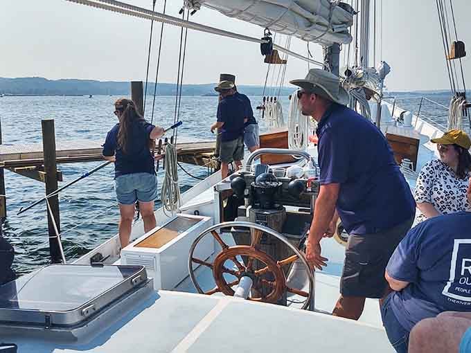 That wooden wheel isn't just nautical decoration; it's your chance to steer through history on actual water.