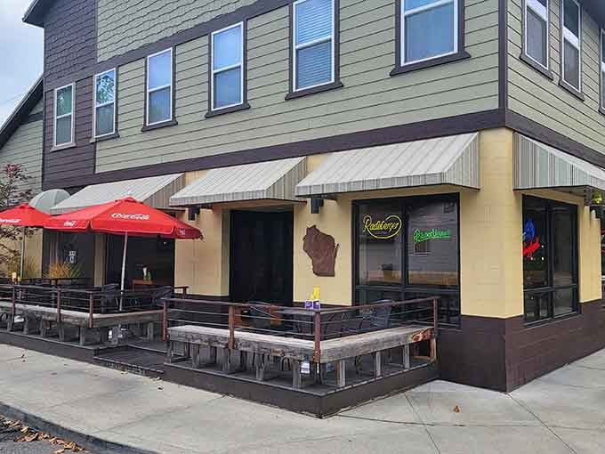 That inviting corner patio practically begs you to sit down and wrestle with one of their legendary towering creations.