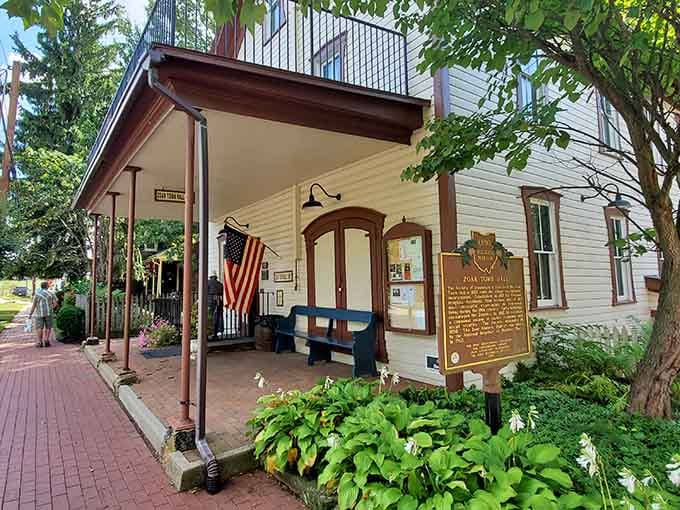 This welcoming porch with its historical marker invites you to sit, stay, and soak in the stories.