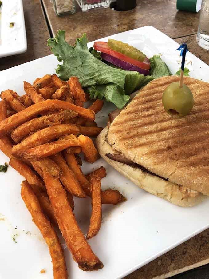 This panini comes with sweet potato fries that'll make you forget regular fries ever existed in your life.