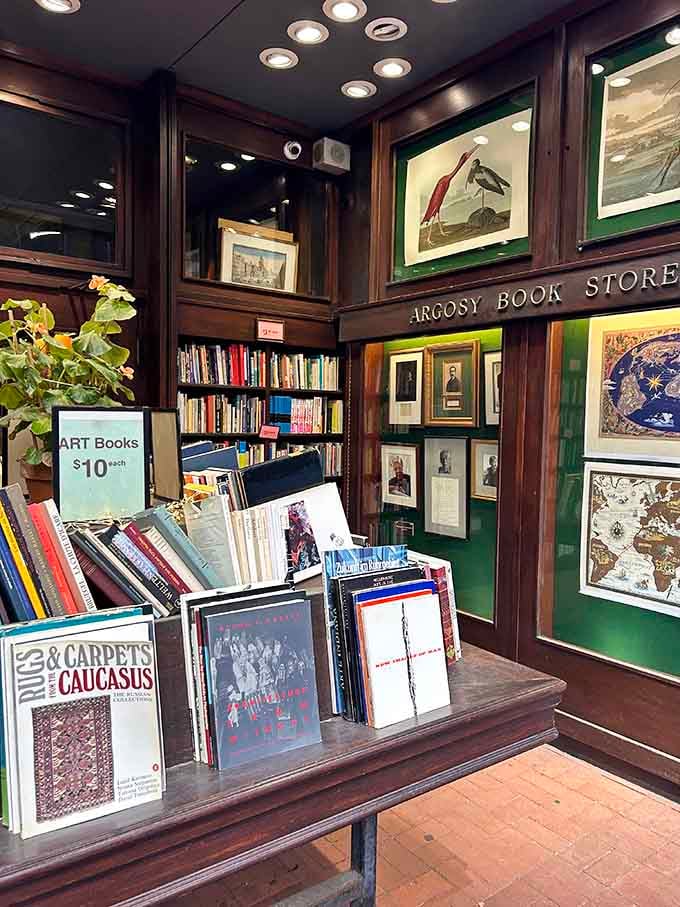 Rich wood paneling and vintage prints create an atmosphere where even browsing feels like a sophisticated cultural event.