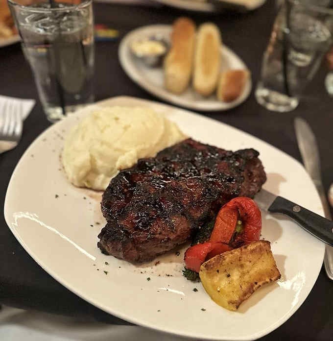 That caramelized crust on this New York strip could make a vegetarian reconsider their entire life philosophy.