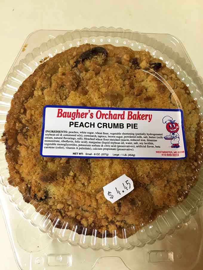 Peach crumb pie with a crumb topping so generous it deserves its own zip code and fan club.