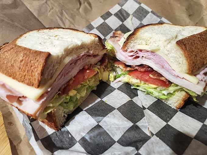 Layers of cold cuts stacked high between toasted bread, because subtlety has no place in deli sandwiches.