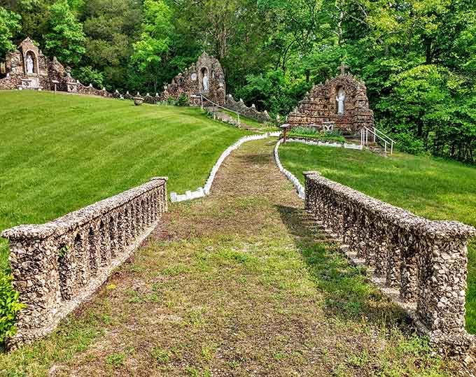 This winding stone pathway looks like something from a European pilgrimage site, minus the jet lag and expensive airfare.