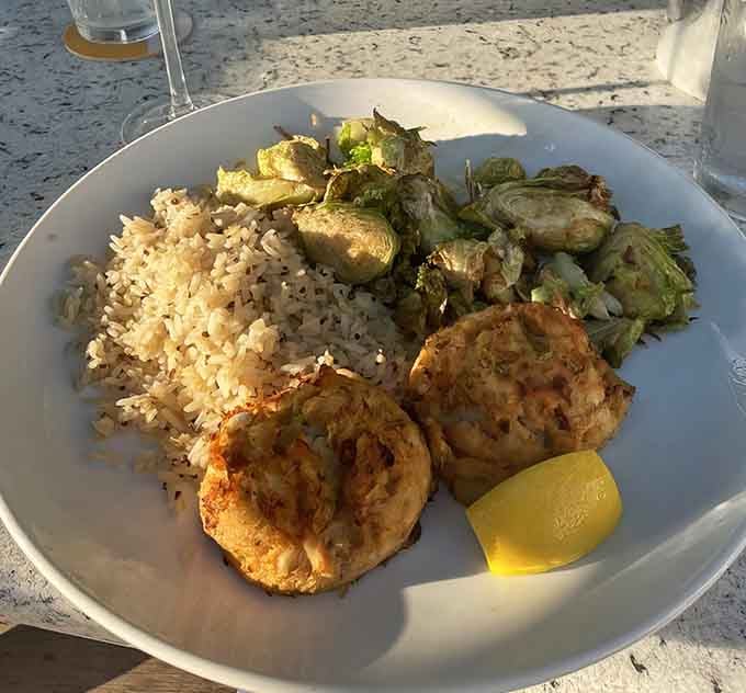 Those crab cakes sitting on ancient grain rice prove that comfort food can have sophisticated friends and everyone wins.