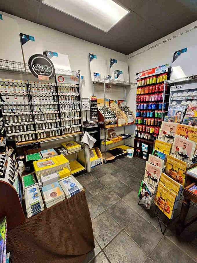 Art supplies and colorful paints line the walls, because creativity takes many forms in this cultural hub.