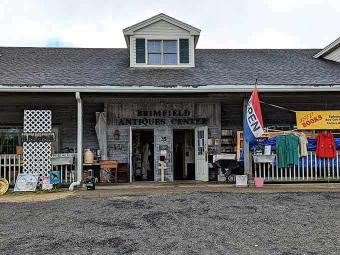 The Brimfield Antiques Center stands ready to welcome seekers of yesterday's treasures and tomorrow's heirlooms.