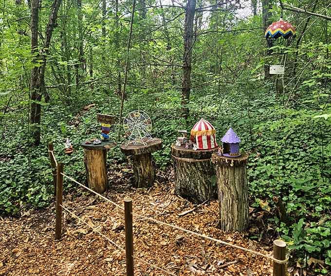 The gnome housing market is clearly booming, with multiple properties featuring striped awnings and rainbow amenities.