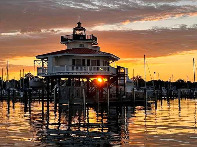 Sunsets behind the lighthouse create postcard moments that don't cost a single penny to enjoy.