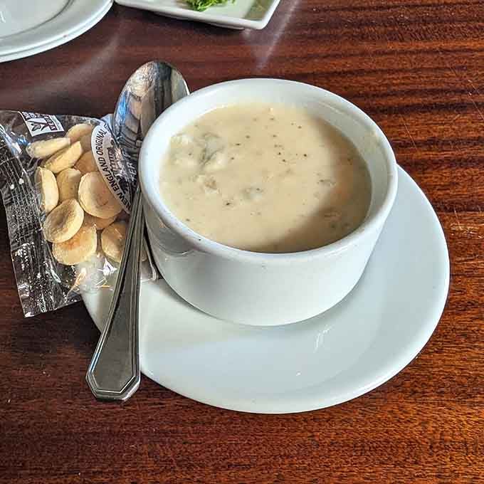 Behold the star of the show: creamy, dreamy clam chowder that'll make you forget your own name.