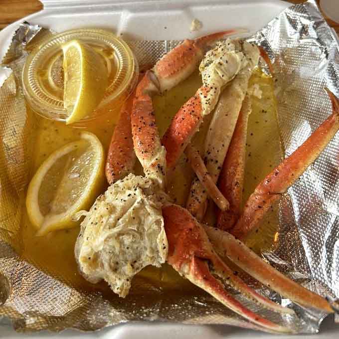 Snow crab legs this beautiful deserve their own spotlight, butter-drenched and ready for some serious shell-cracking action.