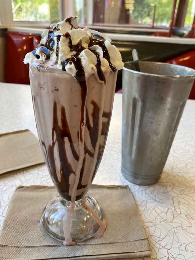 Chocolate rivers cascading down a glass so thick you'll need bicep strength just to finish it properly.