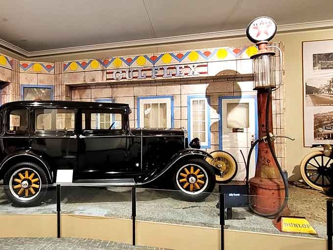 When gas pumps looked like art installations and cars had actual personality, this beauty cruised streets we now call vintage.