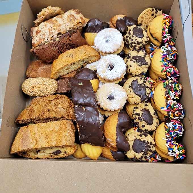This cookie assortment looks like someone raided every grandmother's recipe box and baked them all at once, bless them.