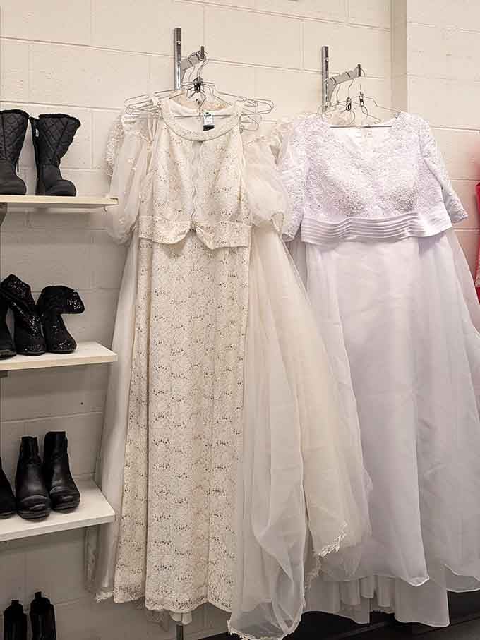 Even formal wear gets a second act here, proving that elegance doesn't have an expiration date.