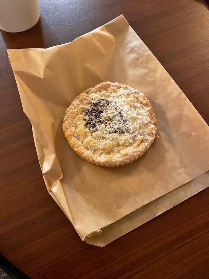 This raspberry shortbread cookie looks like it was dusted by fairies with very good taste in desserts.