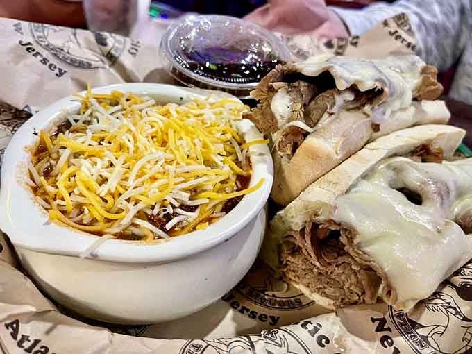 That bowl of chili topped with melted cheese is exactly why people make special trips here, and those sandwiches aren't playing around either.