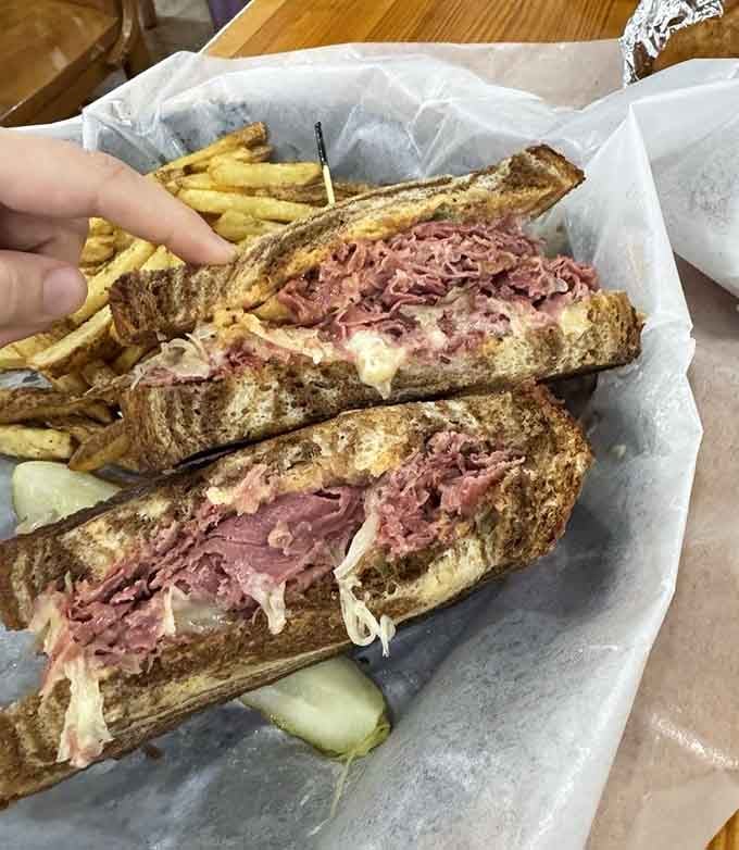 The Epic Reuben lives up to its name with corned beef piled higher than your expectations.