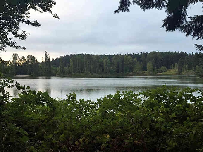 Waughop Lake sits there looking all serene and peaceful, basically daring you not to relax for a minute.