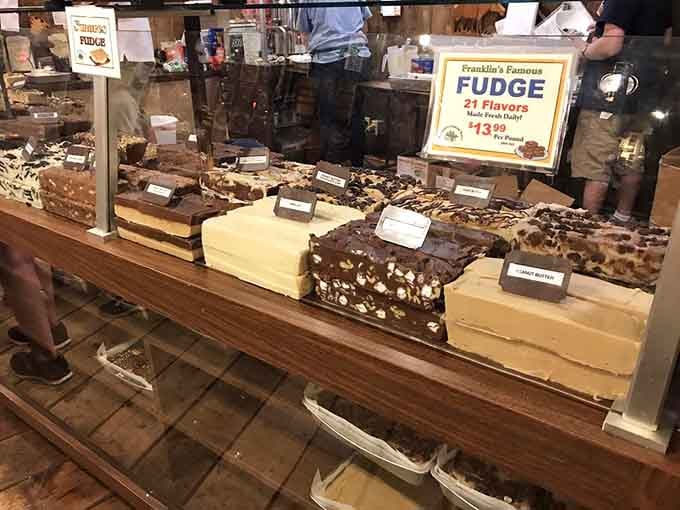 The fudge counter where dreams are born and willpower goes to retire permanently, no regrets allowed.