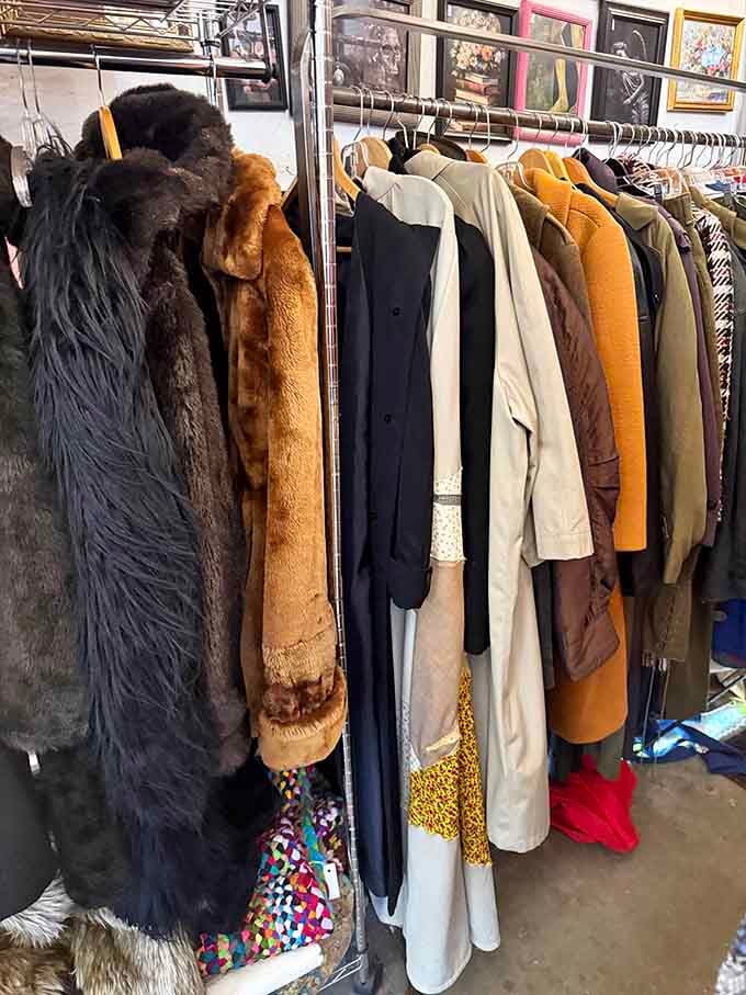 Vintage coats hang ready to transform you into the stylish time traveler you were meant to be.