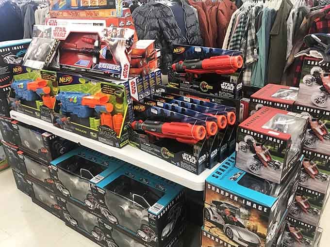 Star Wars meets Nerf in a toy section that'll make you wish you were eight years old again, honestly.